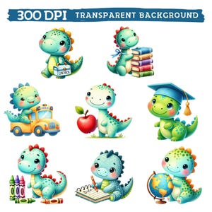 Dinosaur Back to School Clipart, Watercolor Cute Teachers Kids ...