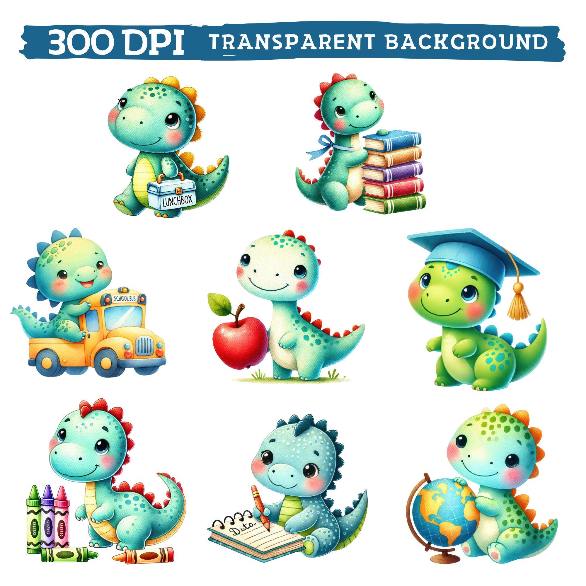 Dinosaur Back to School Clipart, Watercolor Cute Teachers Kids ...