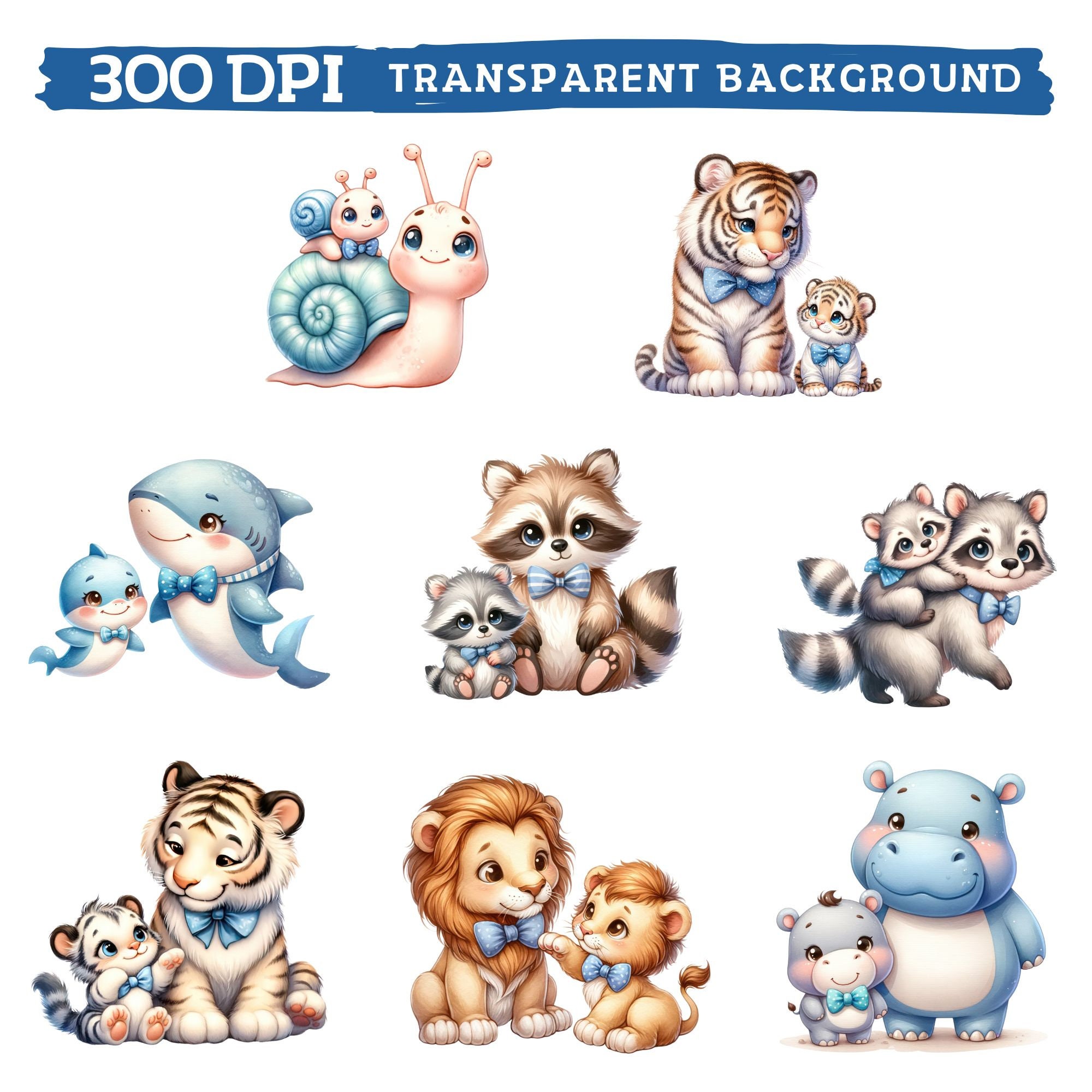 Watercolor Cute Daddy and Baby Animals Clipart, Woodland Animal Nursery ...