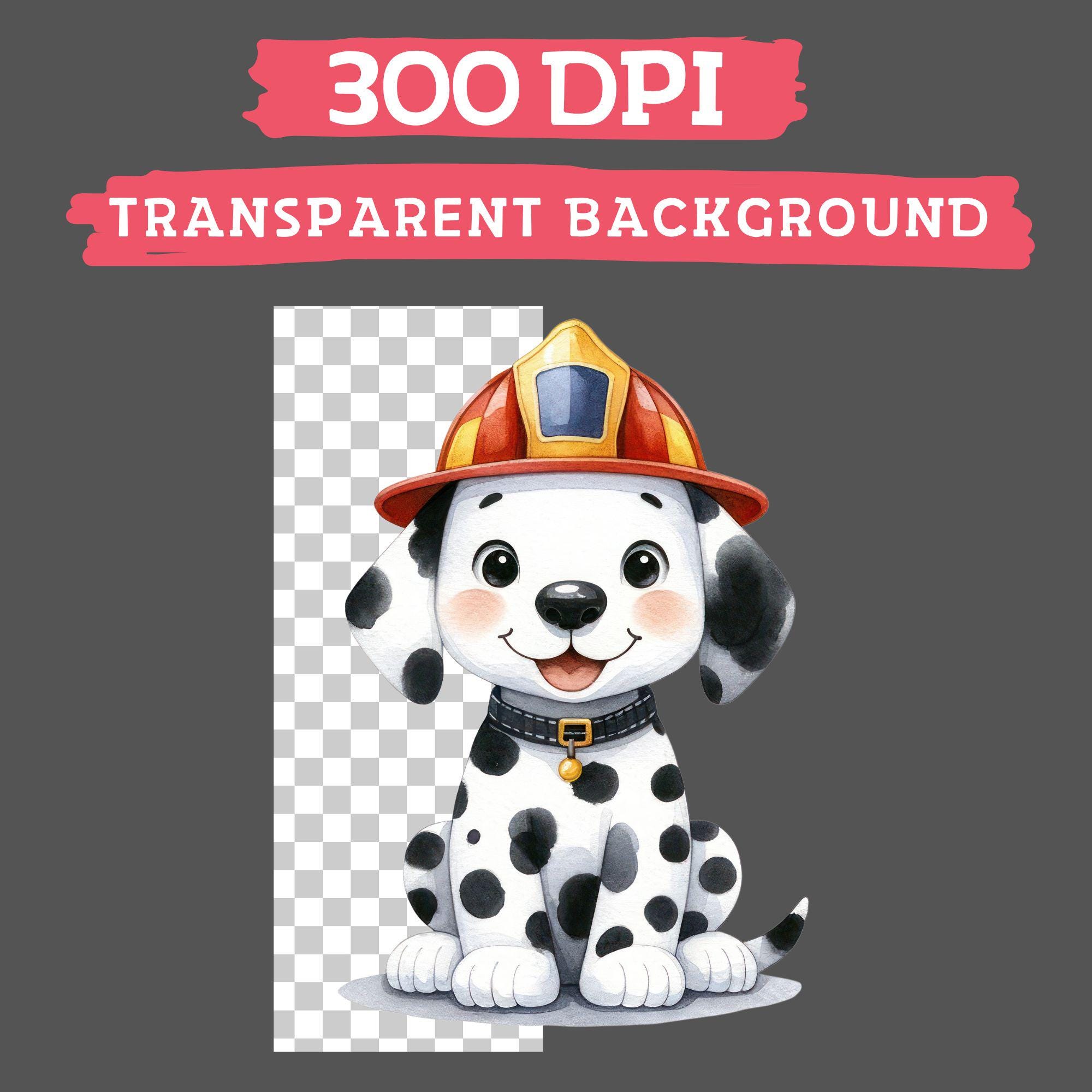 Firefighter Dalmatian Clipart, Watercolor Adorable Puppy Nursery ...