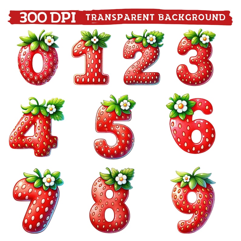 Strawberry Alphabet Clipart, Watercolor Cute Fruit Letters and Numbers ...