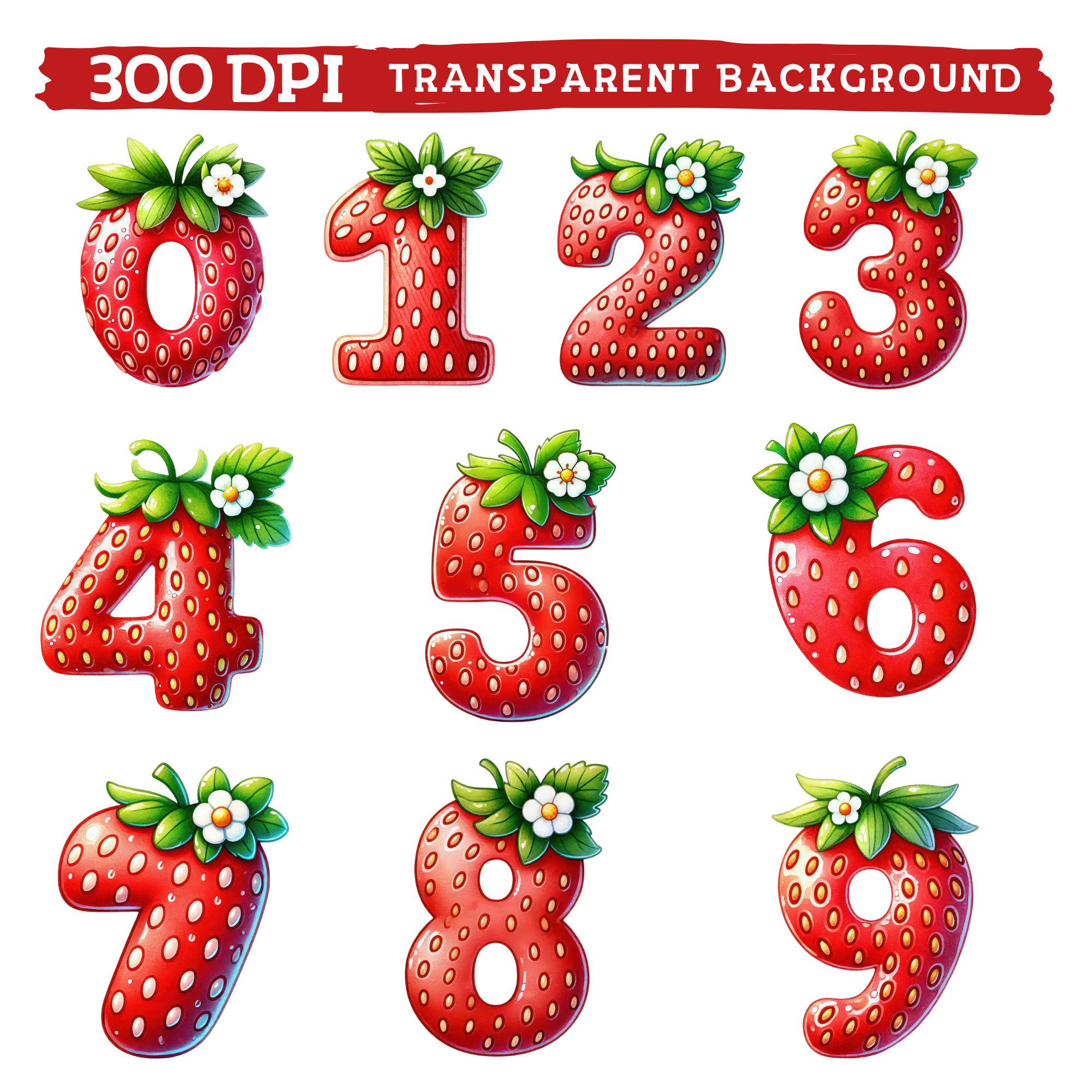 Strawberry Alphabet Clipart, Watercolor Cute Fruit Letters and Numbers ...