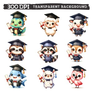 Graduation Animals Clipart, Watercolor Cute Academic Celebration ...