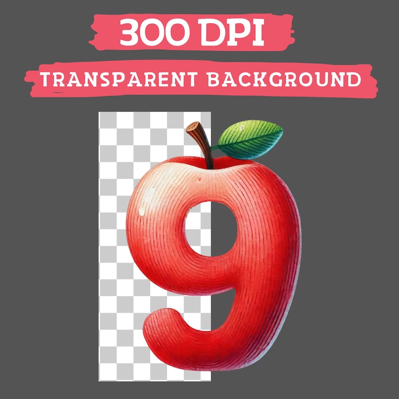 Apple Fruit Alphabet Clipart, Watercolor Red Fruit Letters and Numbers ...