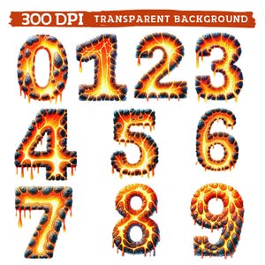 Hot Lava Alphabet Clipart, Hot Magma Letters Number, Molten Fire Letter ...