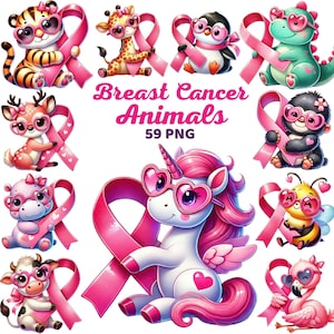Cute Breast Cancer Awareness Animals Clipart, Woodland Jungle Animal ...
