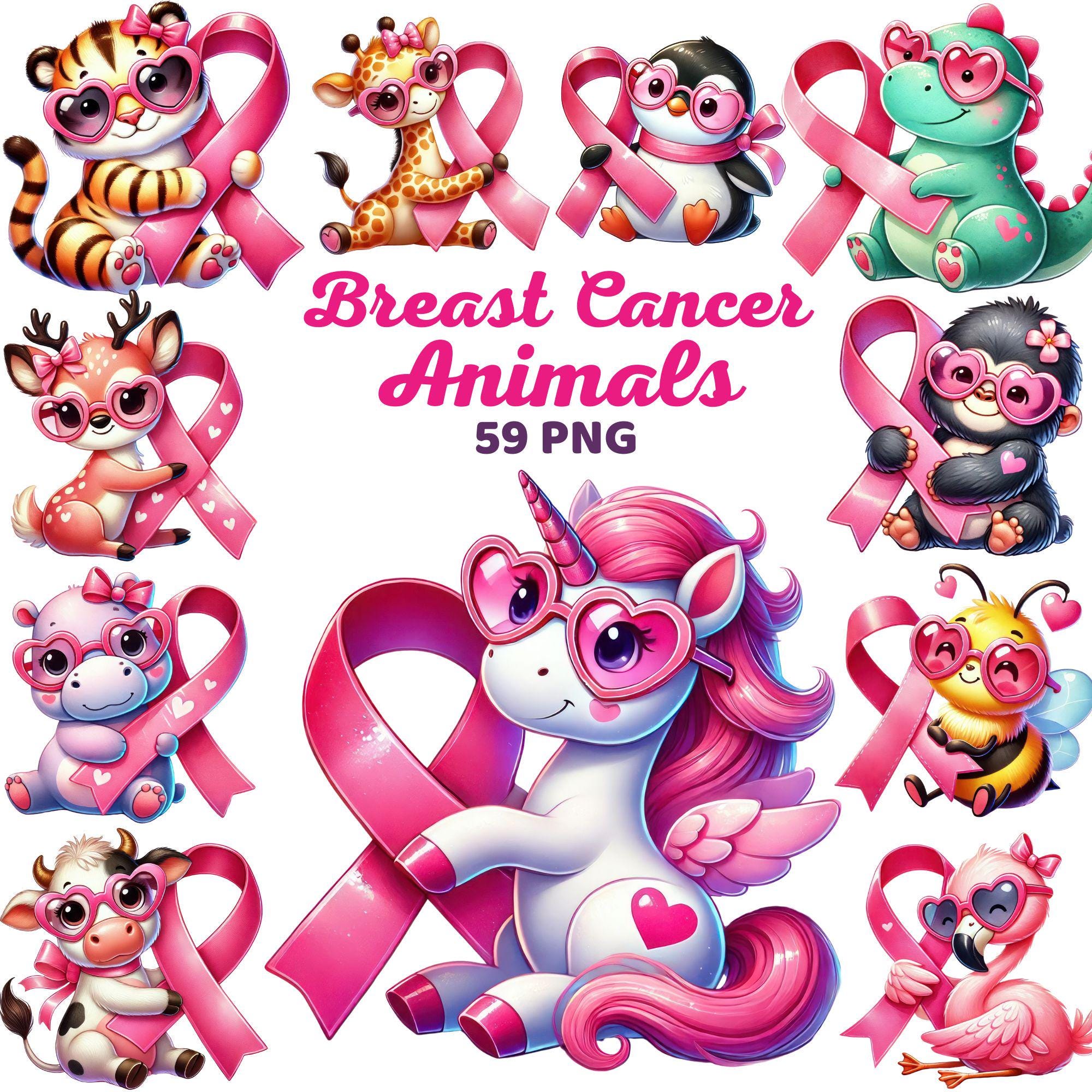Cute Breast Cancer Awareness Animals Clipart, Woodland Jungle Animal ...
