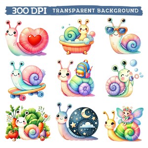 Sweet Snail Clipart, Watercolor Cute Snail, Spring Summer Snail Garden ...