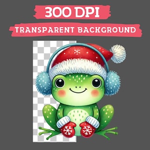 Christmas Frog Clipart, Watercolor Cute Holiday Frogs, Nursery Decor ...