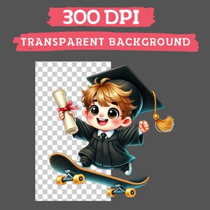 Graduate Kids Clipart, Watercolor Preschool Kindergarten Graduation Boy ...