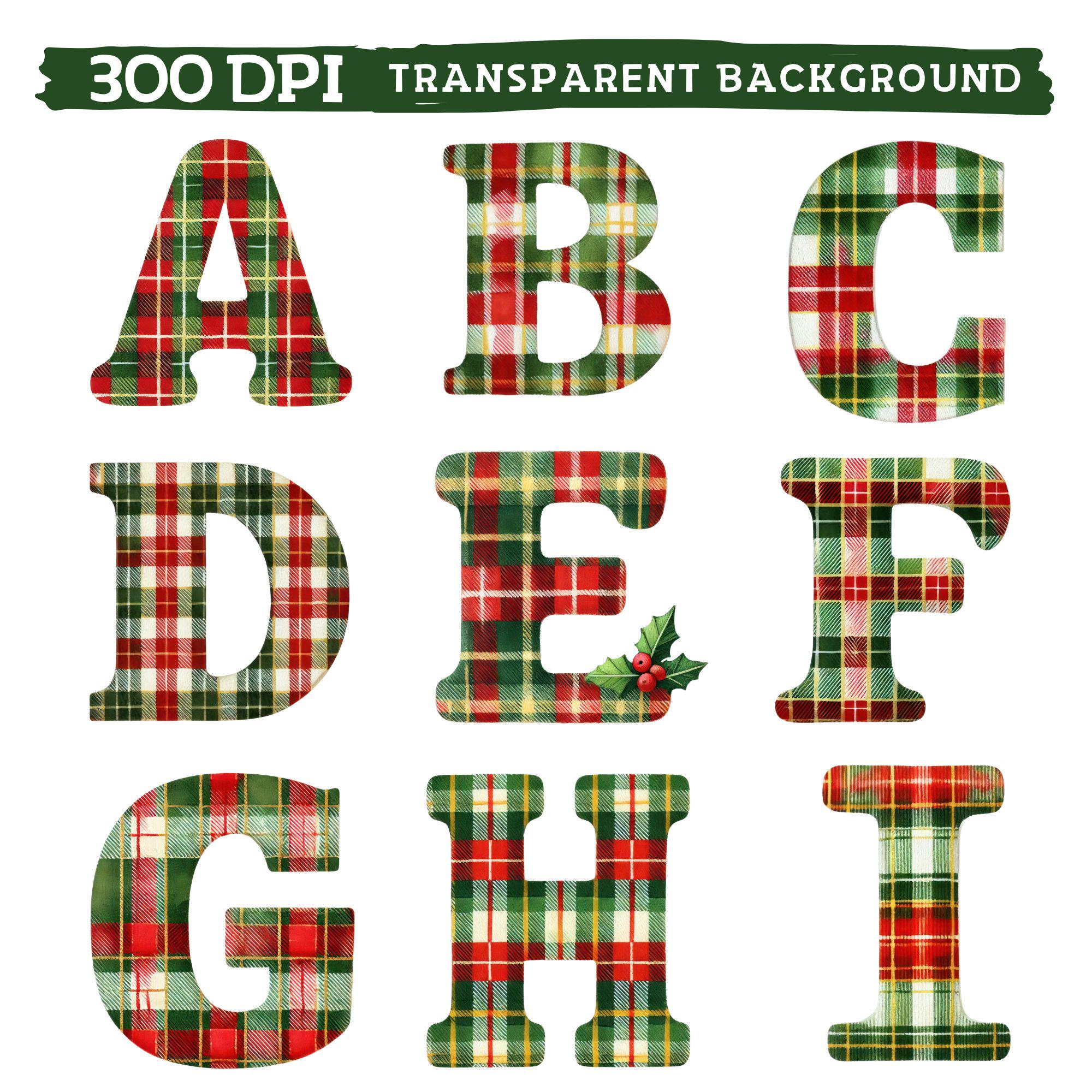 Christmas Plaid Alphabet Clipart, Festive Letters & Numbers, Cozy Xmas ...