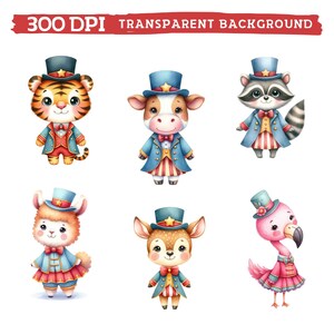 Adorable Circus Animal Clipart, Watercolor Cute Circus Animal Nursery ...