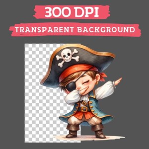 Watercolor Cute Pirate Clipart, Pirate Ship Flag, Pirate Map Nursery ...