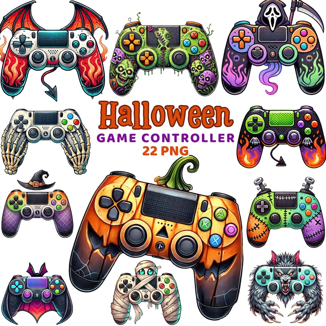 Halloween Game Controller Clipart, Watercolor Spooky Gaming, Halloween ...
