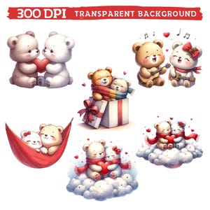 Watercolor Cute Couple Bear Clipart, Valentine's Day Nursery ...