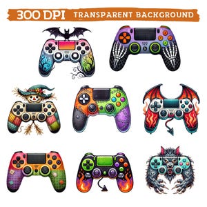 Halloween Game Controller Clipart, Watercolor Spooky Gaming, Halloween ...