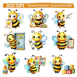 Bee Back to School Clipart, Watercolor Cute Teachers Kids, Classroom ...
