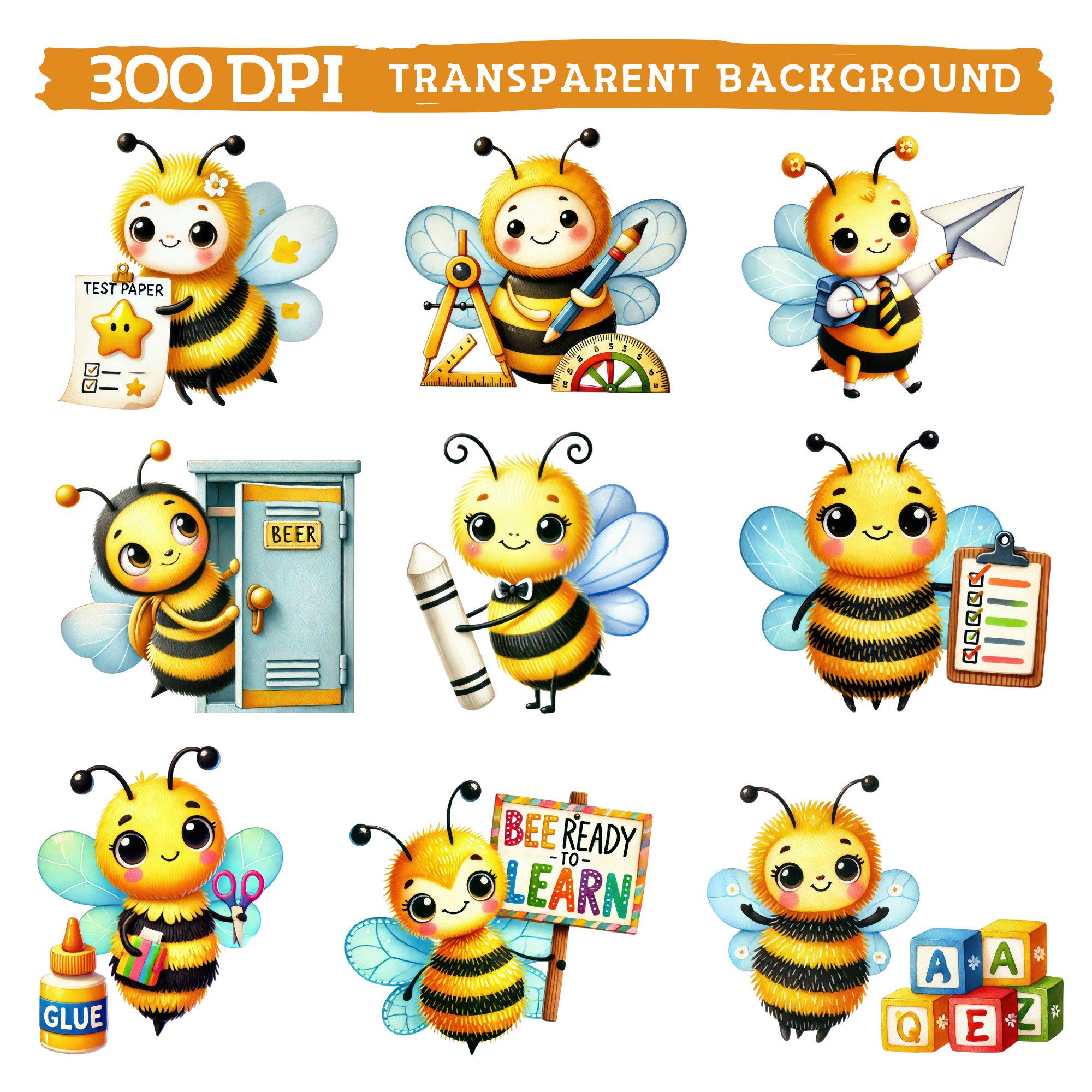 Bee Back to School Clipart, Watercolor Cute Teachers Kids, Classroom ...