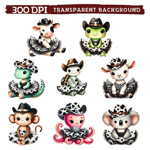 Black Tutu Animals Cowboy Clipart, Cute Western Ballet Animal, Country ...