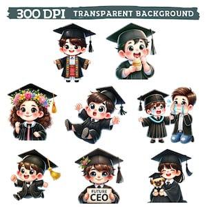 Graduate Kids Clipart, Watercolor Preschool Kindergarten Graduation Boy ...