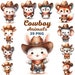 Adorable Cowboy Animal Clipart Set, Watercolor Western Animals Nursery ...