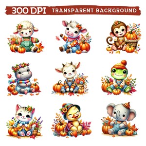 Fall Animals Clipart, Watercolor Fall Vibes Nursery Decor, Cute Autumn ...
