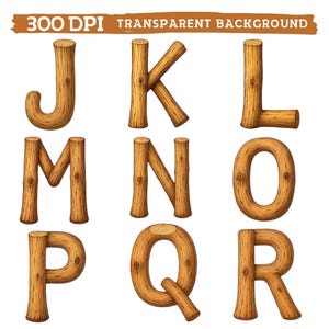 Wooden Log Alphabet Clipart, Rustic Letters, Nature Forest Lumberjack ...