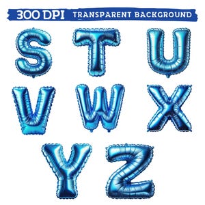 Blue Foil Balloon Alphabet, Blue Metallic Letters & Numbers ...