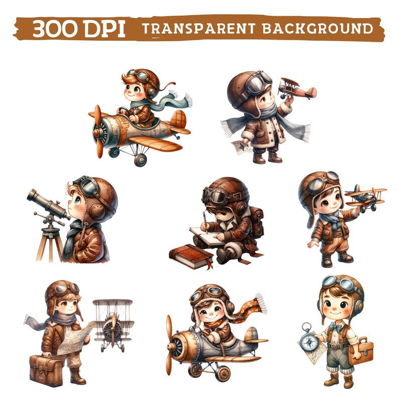 Watercolor Cute Aviator Boy Clipart, Pilot Kids Aviator Nursery, Air ...