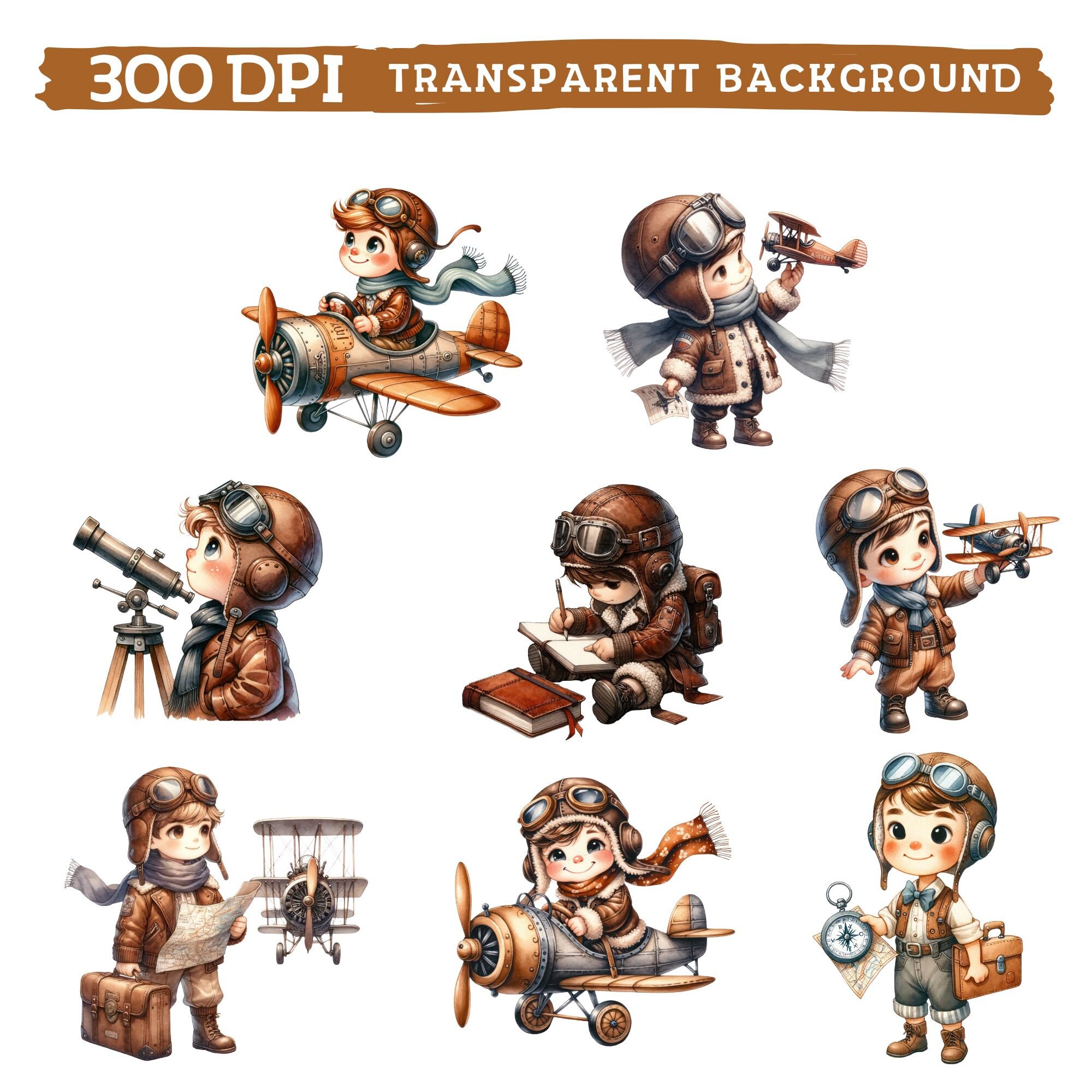 Watercolor Cute Aviator Boy Clipart, Pilot Kids Aviator Nursery, Air ...