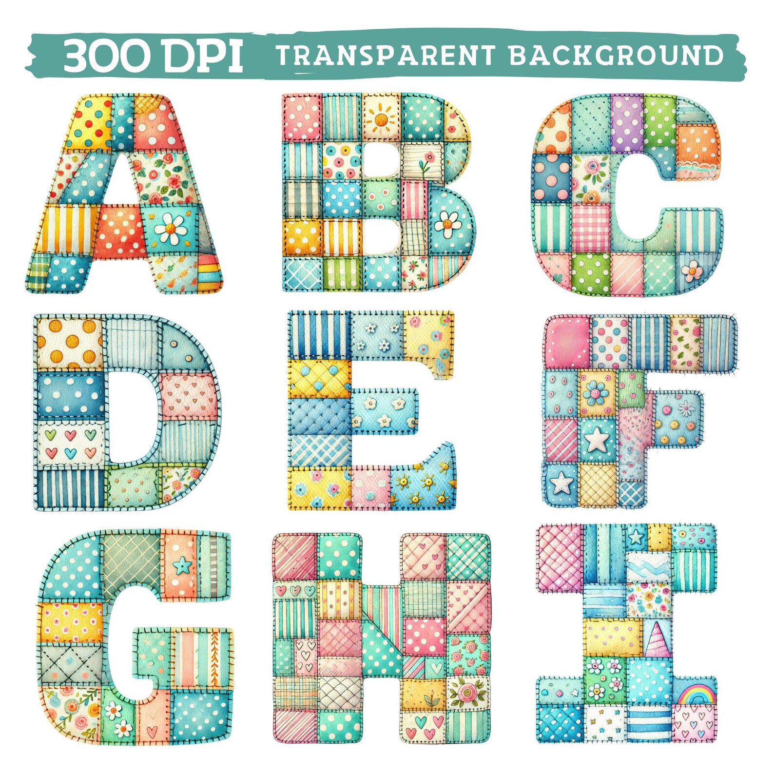 Patchwork Alphabetclipart, Colorful Quilted Letters Numbers Baby Shower ...
