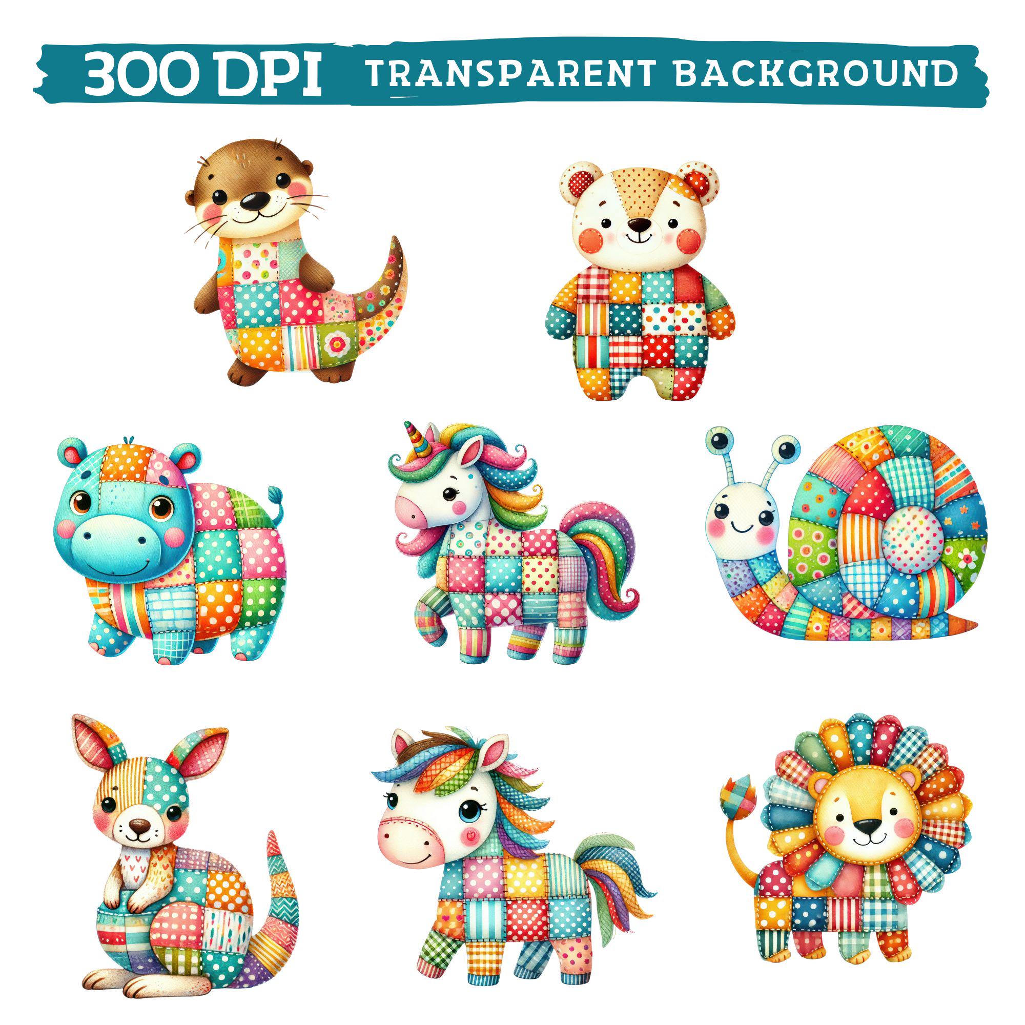 Patchwork Animals Clipart, Colorful Quilted Animal, Sewing Theme, Cute ...