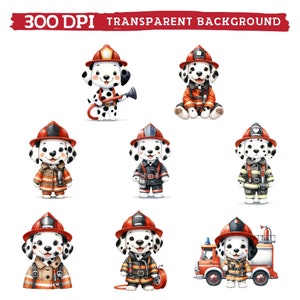Firefighter Dalmatian Clipart, Watercolor Adorable Puppy Nursery ...