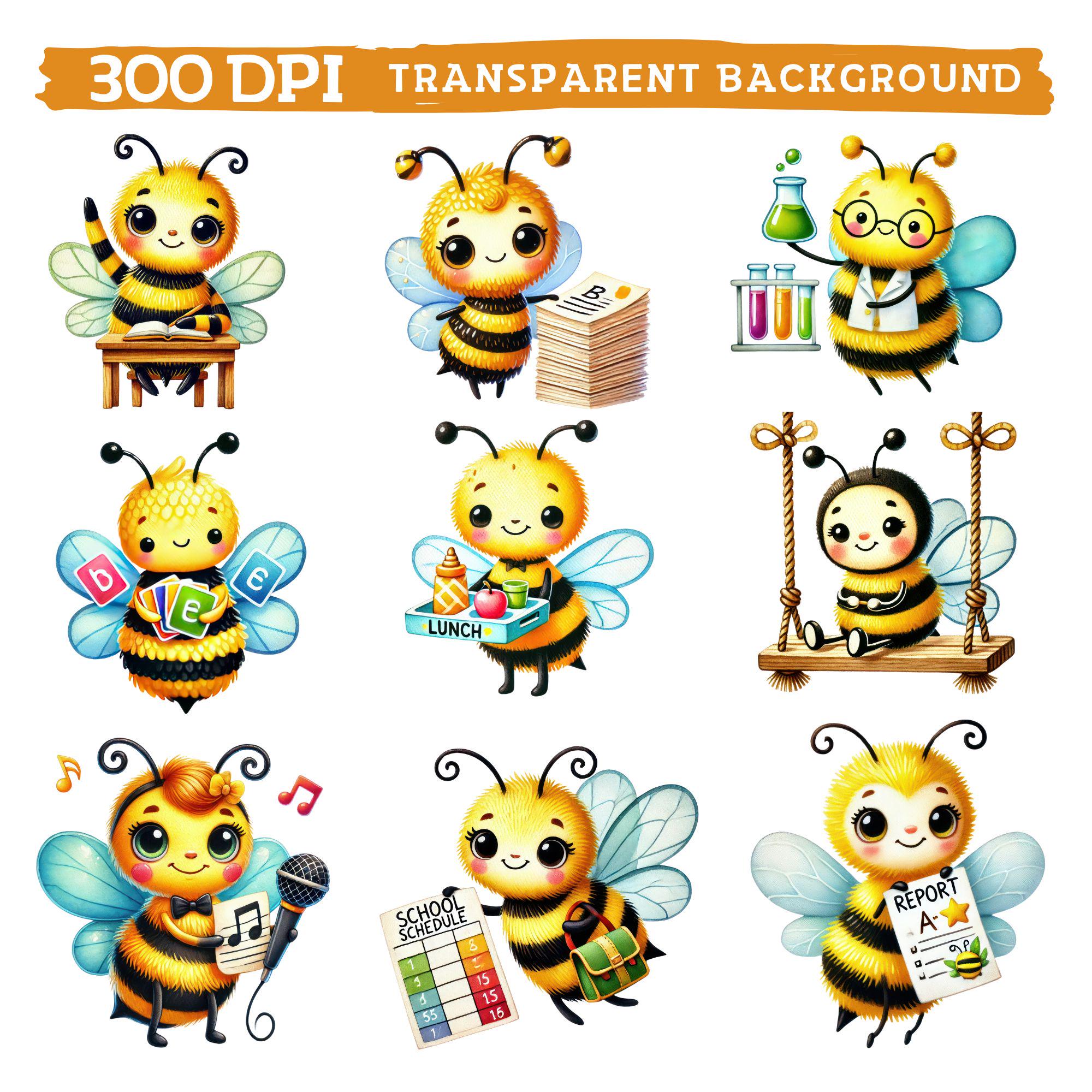 Bee Back to School Clipart, Watercolor Cute Teachers Kids, Classroom ...