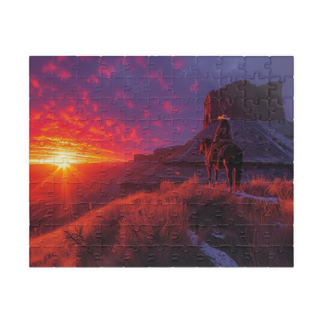 Sunset Cowboy Jigsaw Puzzle | 110-1014 Piece Options | Unqiue Western ...