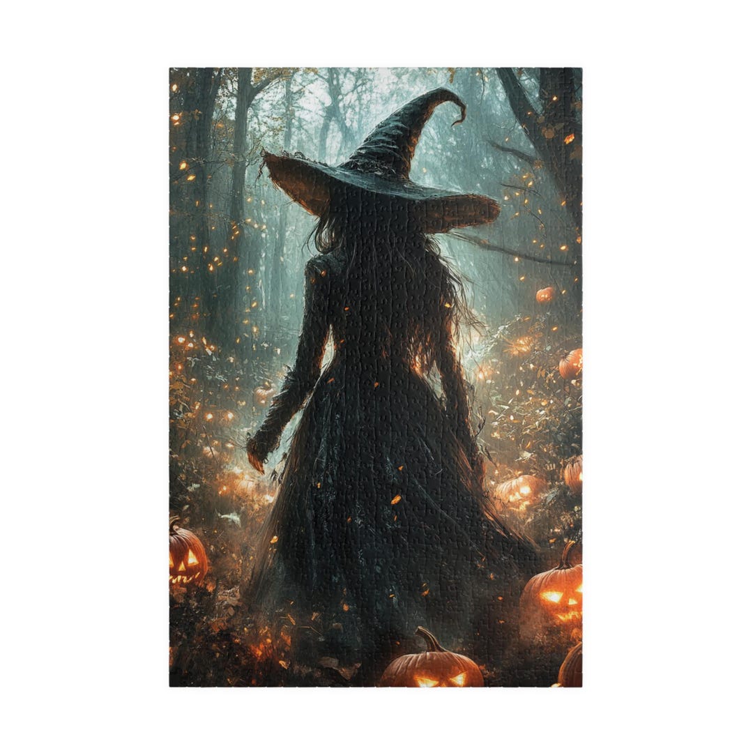 Mystical Witch Jigsaw Puzzle: Spooky Halloween Family Fun - Etsy