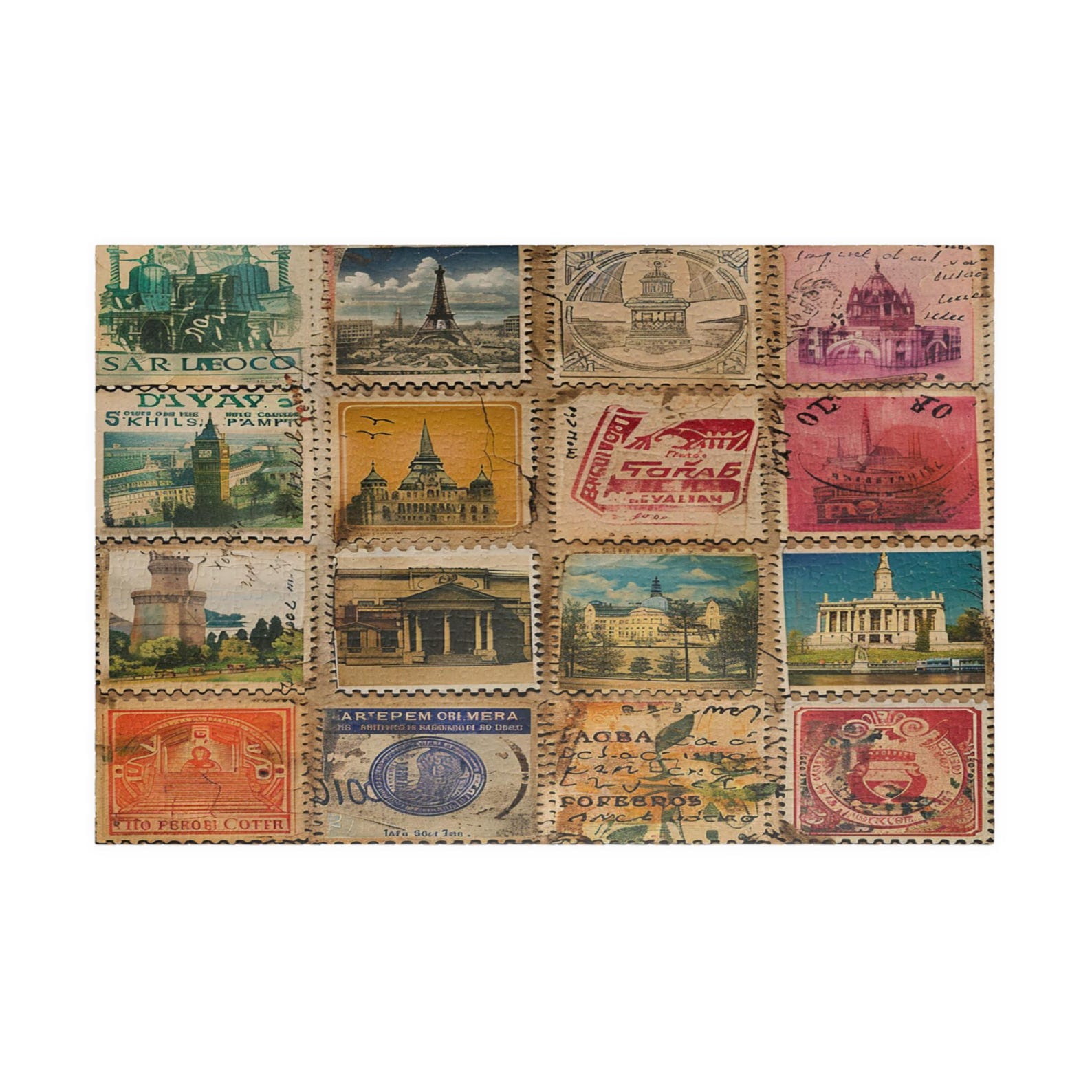 Vintage Postage Stamps Jigsaw Puzzle 110/252/520/1014 Pieces Available ...