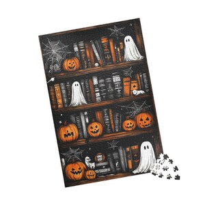 Spooky Bookshelf Jigsaw Puzzle: Halloween Decor - Etsy
