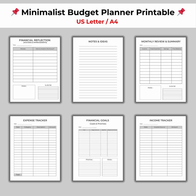 Printable Budget Planner, Finance and Expense Tracker, PDF Download - Etsy