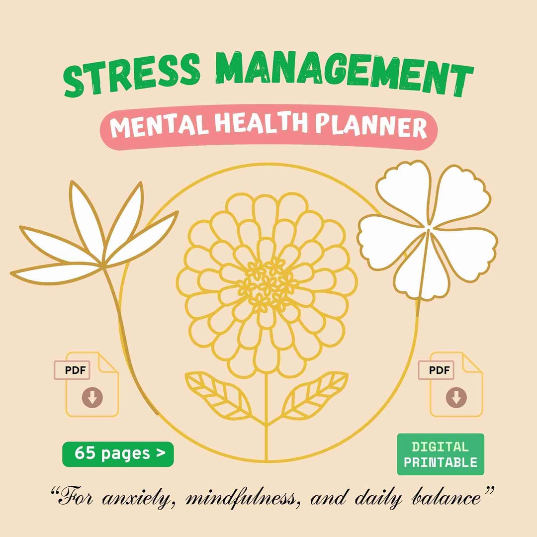 Mental Health Planner | Stress Management Journal | Self Care Printable ...