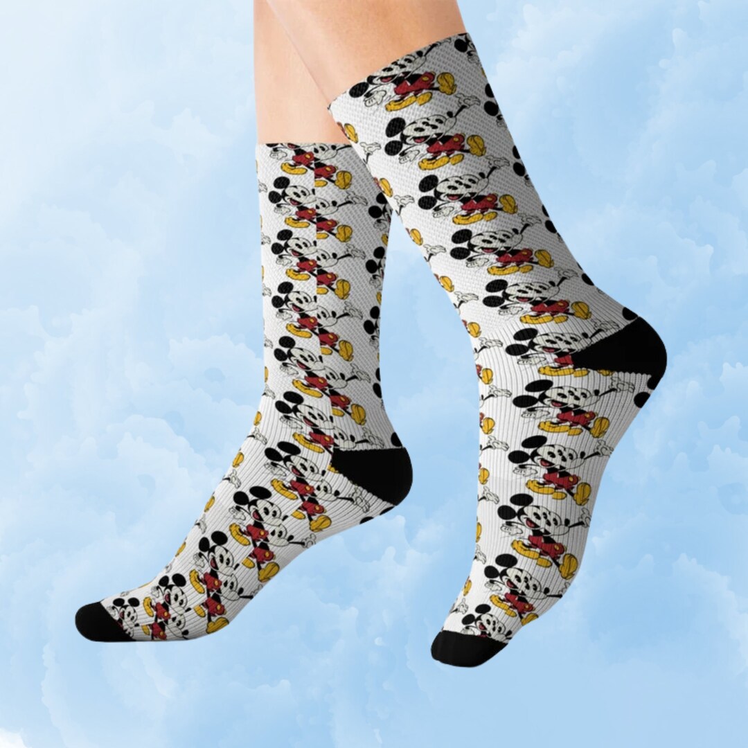 Vintage Disney Mickey Mouse Sublimated Print Socks Optimum Comfort With ...