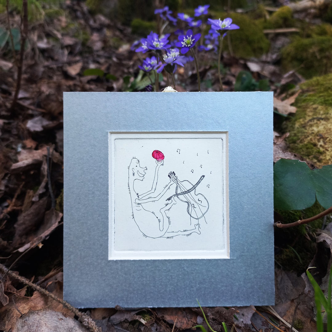 Violin Player. Original Etching + Digital Music Album - Etsy
