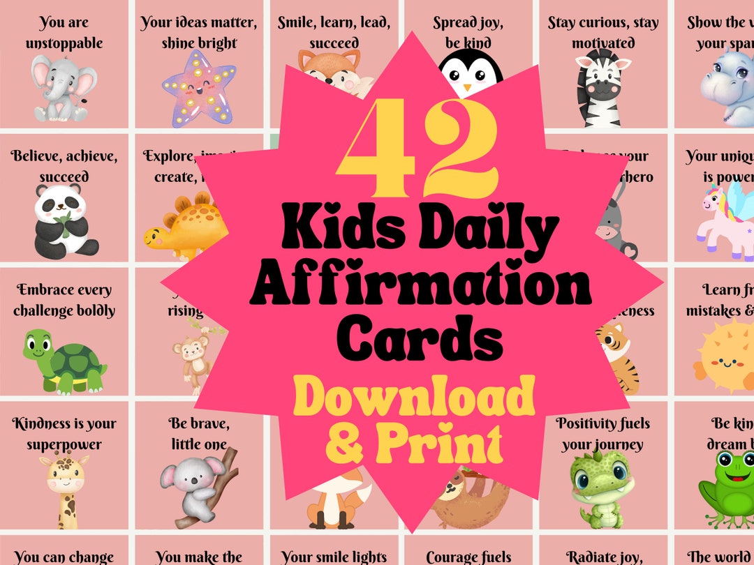 Printable Kids Affirmation Cards Flash Cards for Kids Kids Affirmation ...