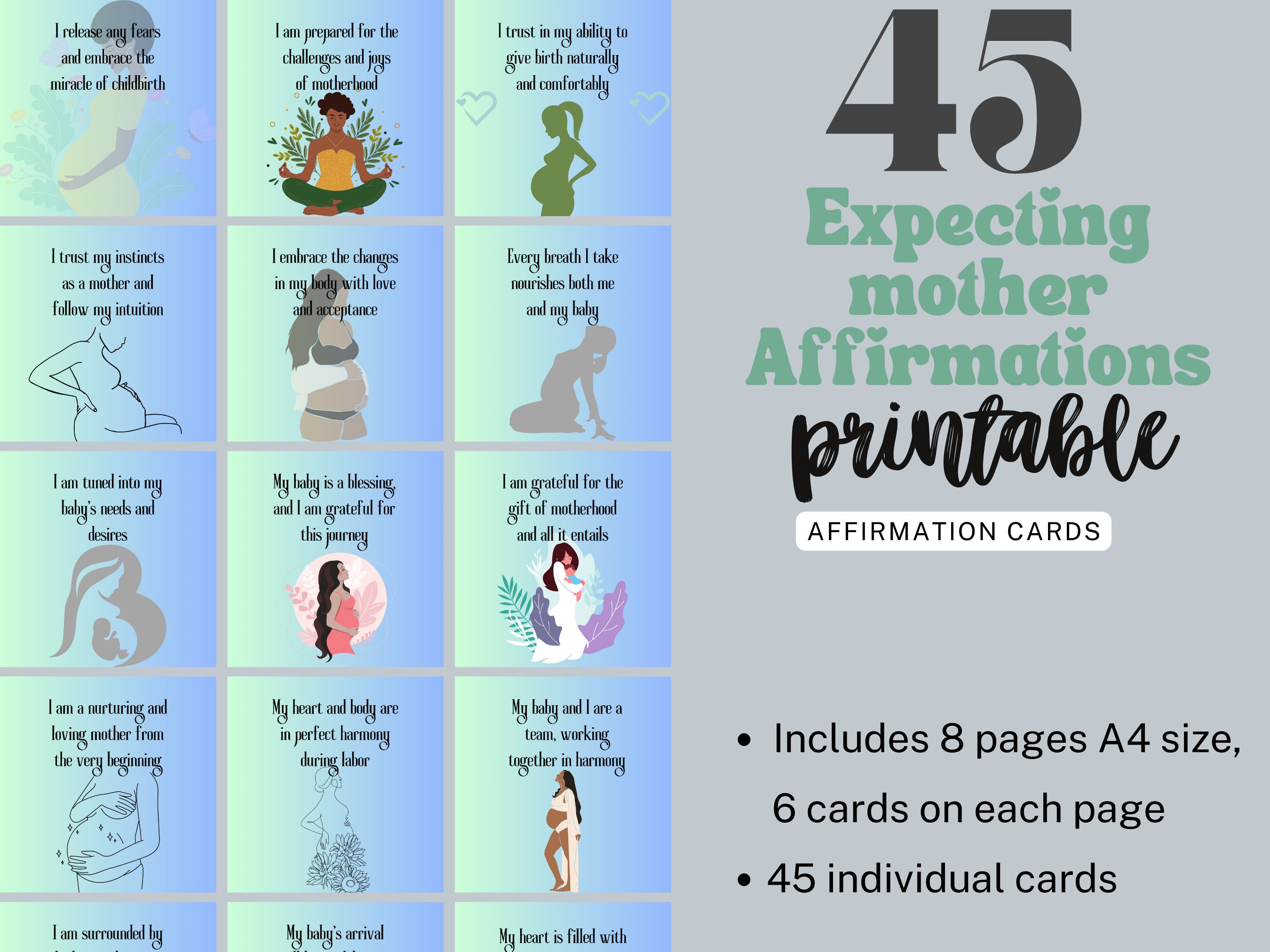 Birth Affirmation Cards Pregnancy Affirmation Cards Printable ...