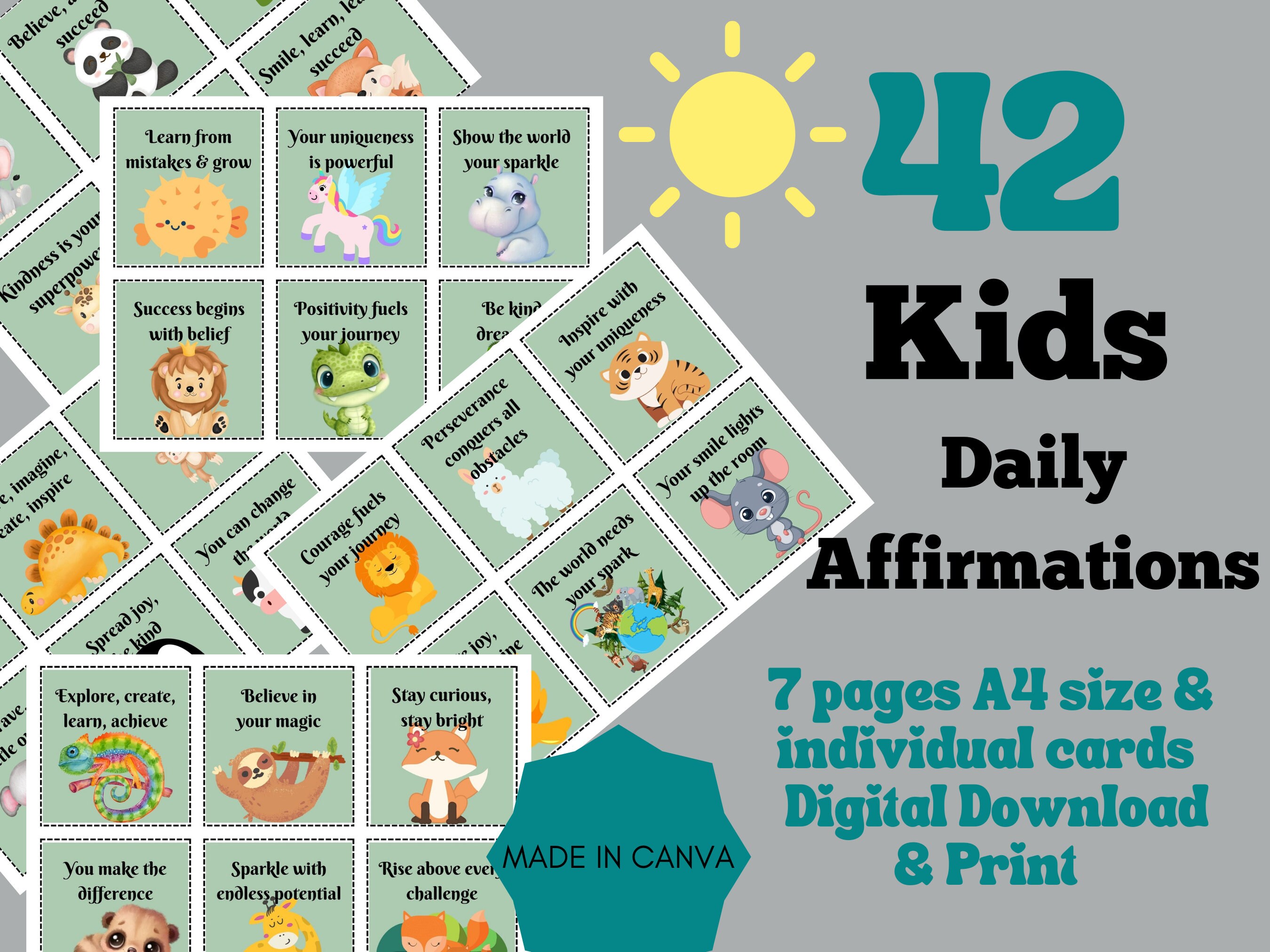 Printable Kids Affirmation Cards | Kids Lunch Box Notes | Childrens ...
