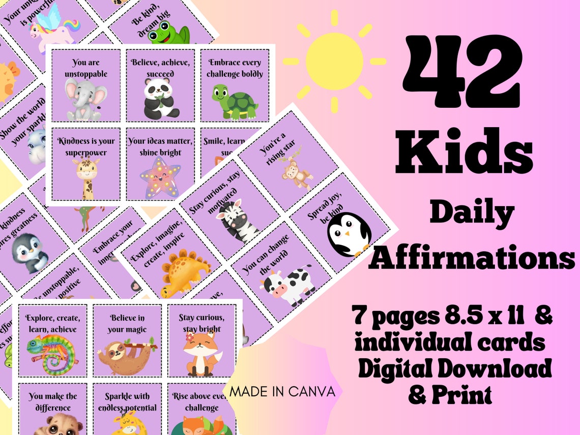 Printable Kids Affirmation Cards | Kids Lunch Box Notes | Printable ...