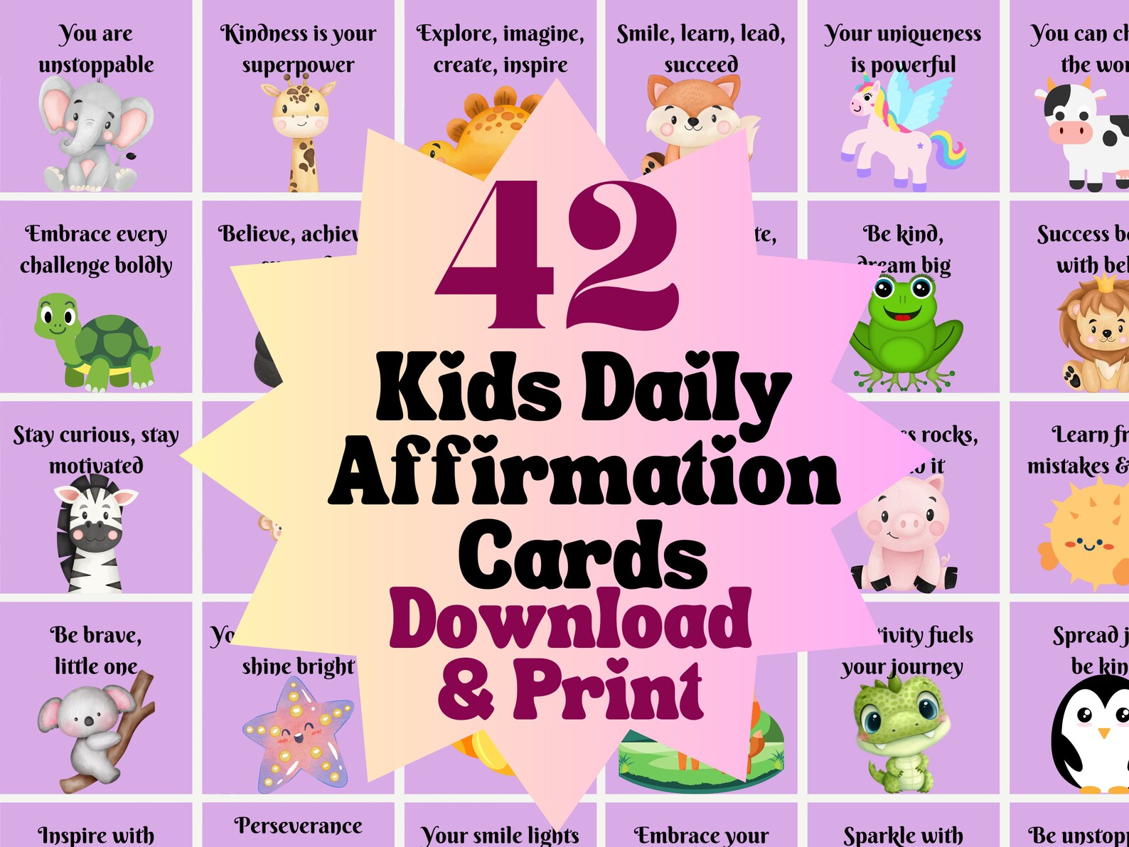 Printable Kids Affirmation Cards | Kids Lunch Box Notes | Printable ...