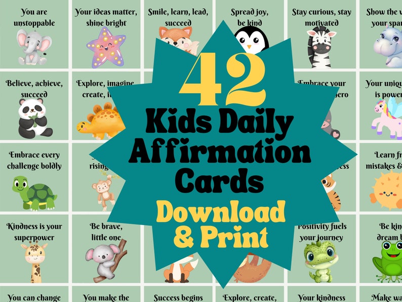 Printable Kids Affirmation Cards | Kids Lunch Box Notes | Childrens ...