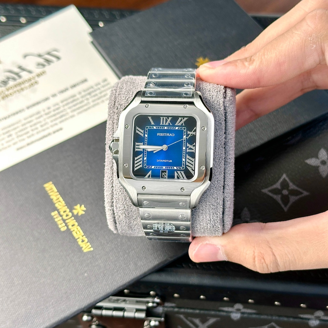 Cartier Santos Blue Dial 41mm , Stainless Steel Cartier Santos, Come ...