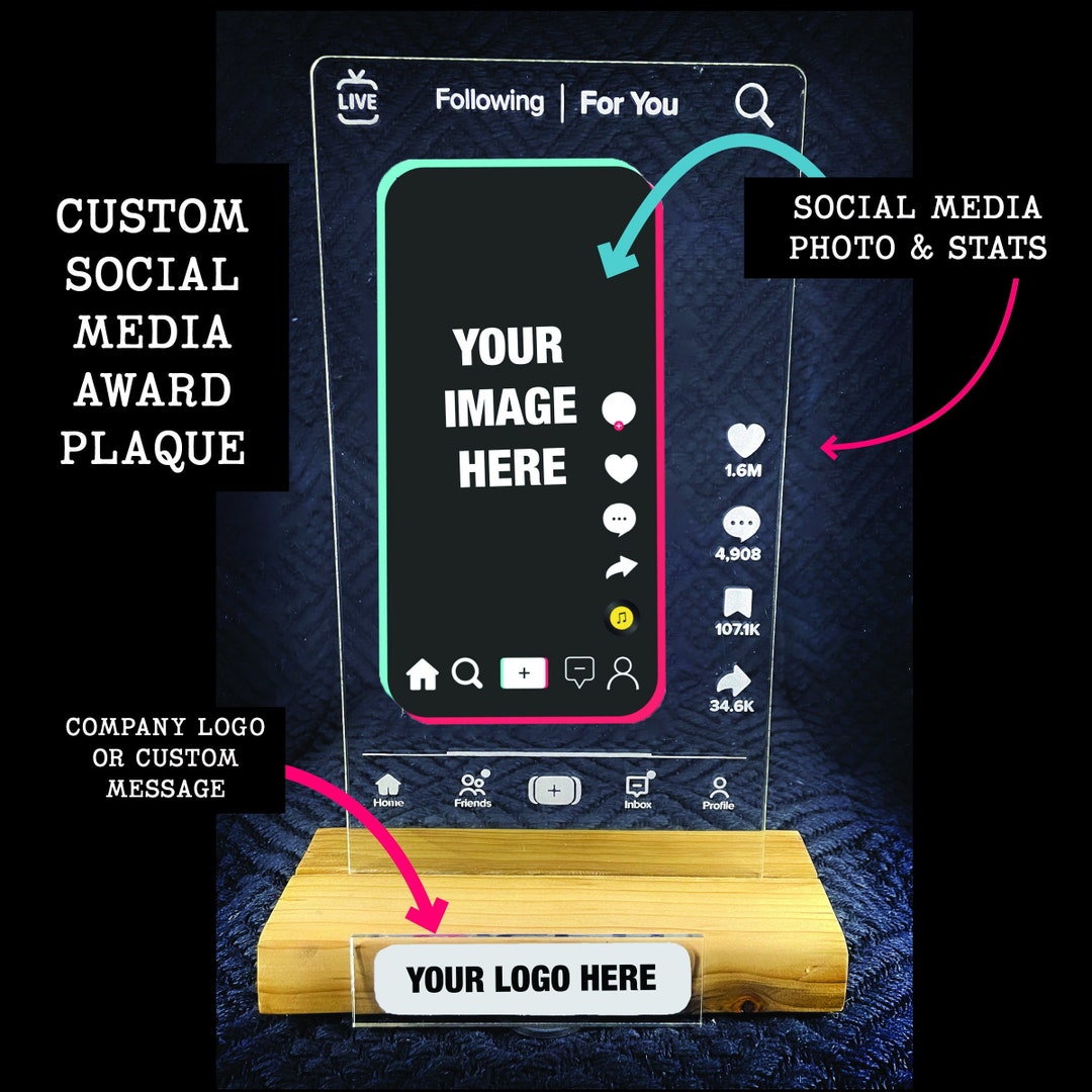 Tiktok Award | Custom Plaque | Social Media Plaque | Customized Acrylic ...